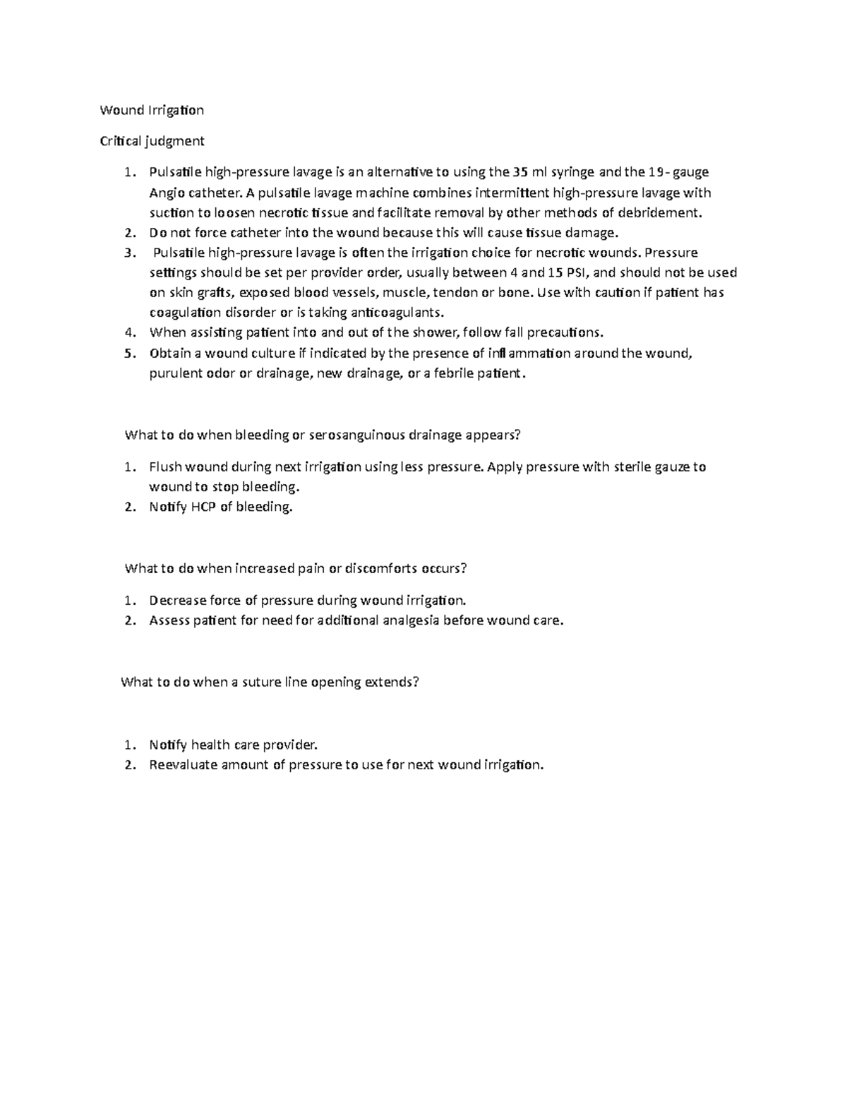 Wound Irrigation - Study notes end of chapter review - Wound Irrigation ...