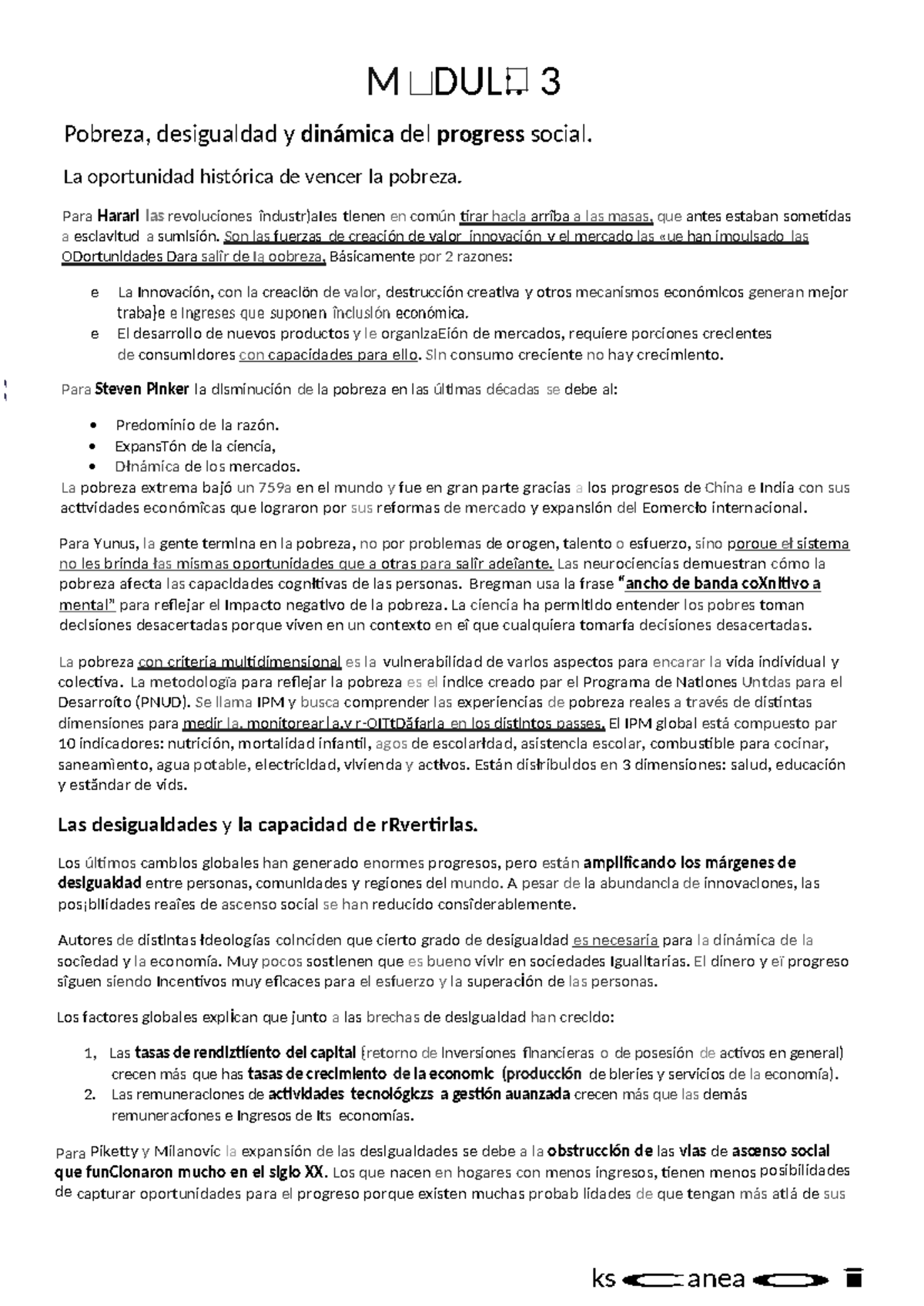 Tecnologia 3y4 - RESUMEN - M DUL:. 3 Pobreza, desigualdad y dinámica del progress social. La ...