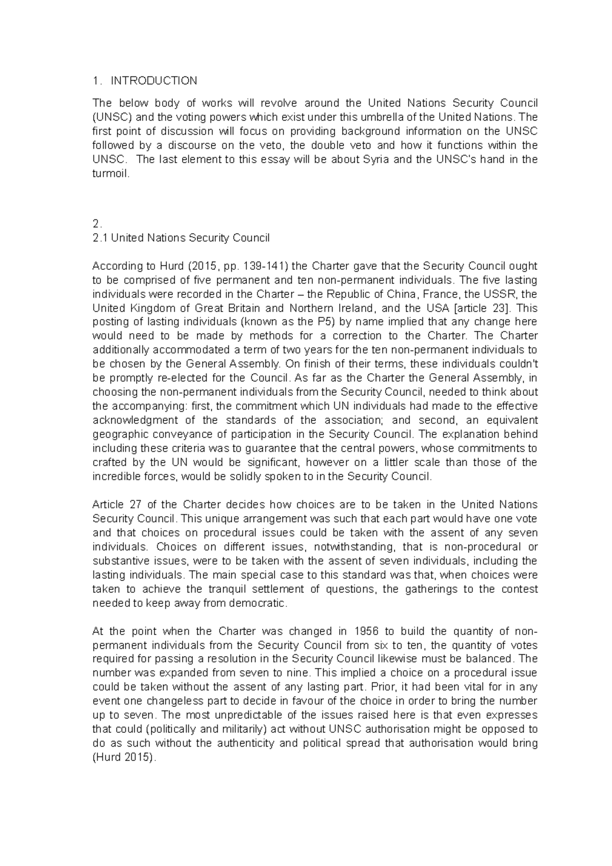 Question 5 VETO AND Double VETO - 1. INTRODUCTION The below body of ...