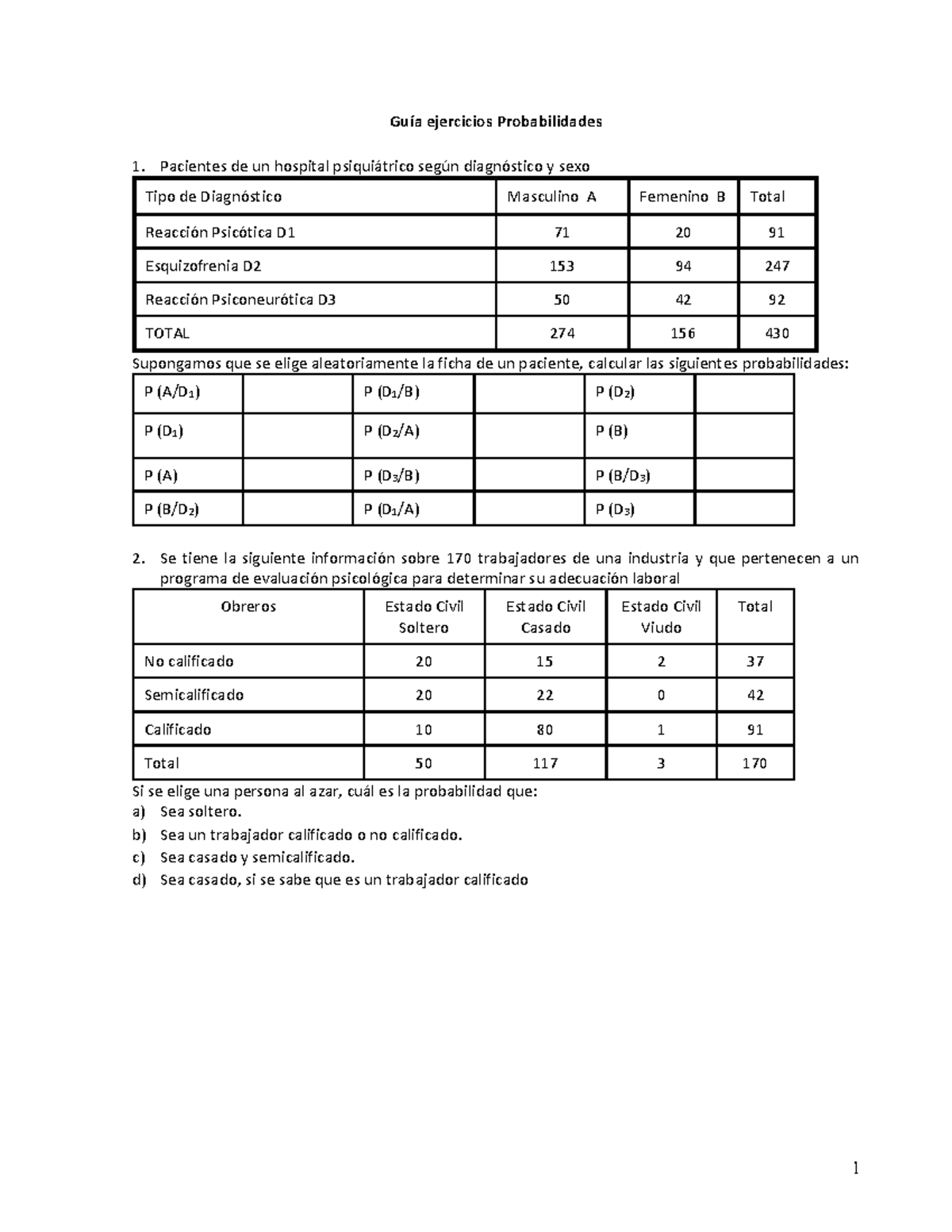 Guía Probabilidades - Ejercicios propuestos - Warning: TT: undefined function: 32 1 Guía ...
