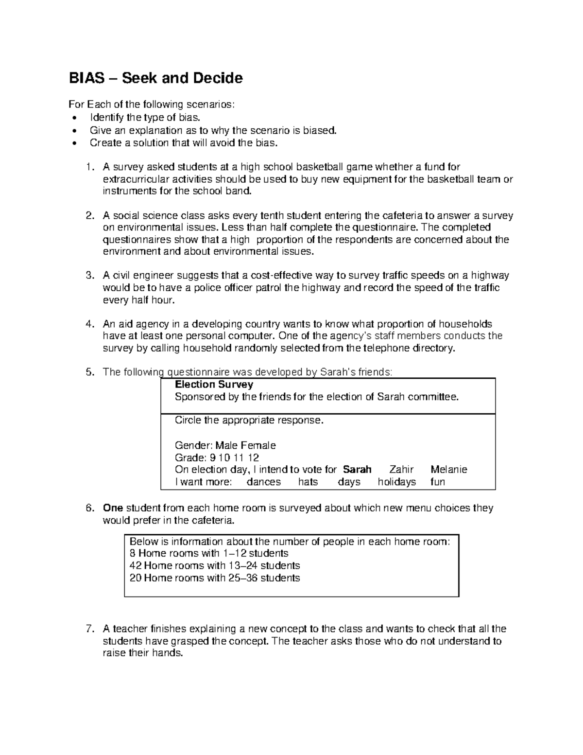 3 BIAS Worksheet for data management - BIAS – Seek and Decide For Each ...