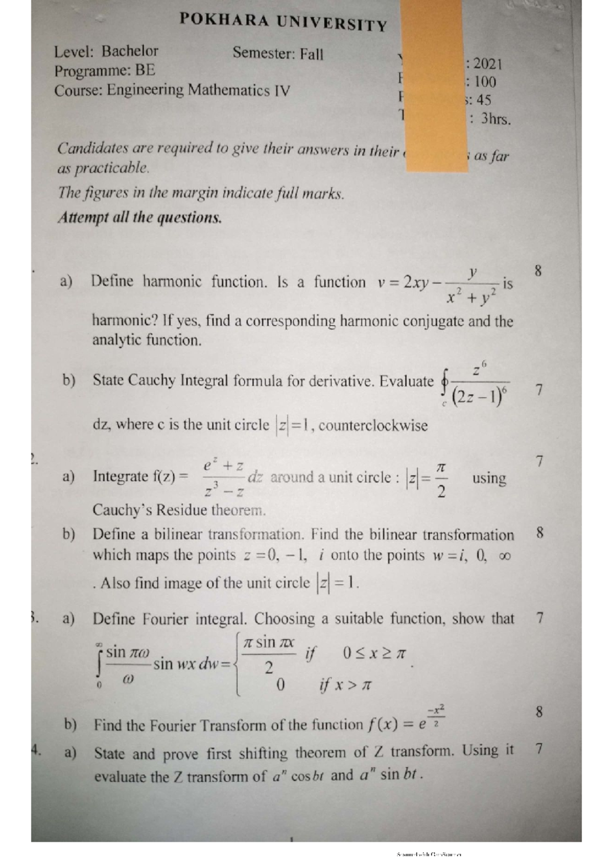 Mathematics - Engineering Mathematics IV - Studocu