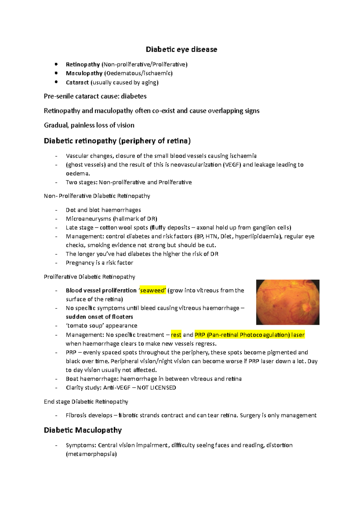 Diabetic eye disease - Year 3 notes from MED Portal - Diabetic eye ...