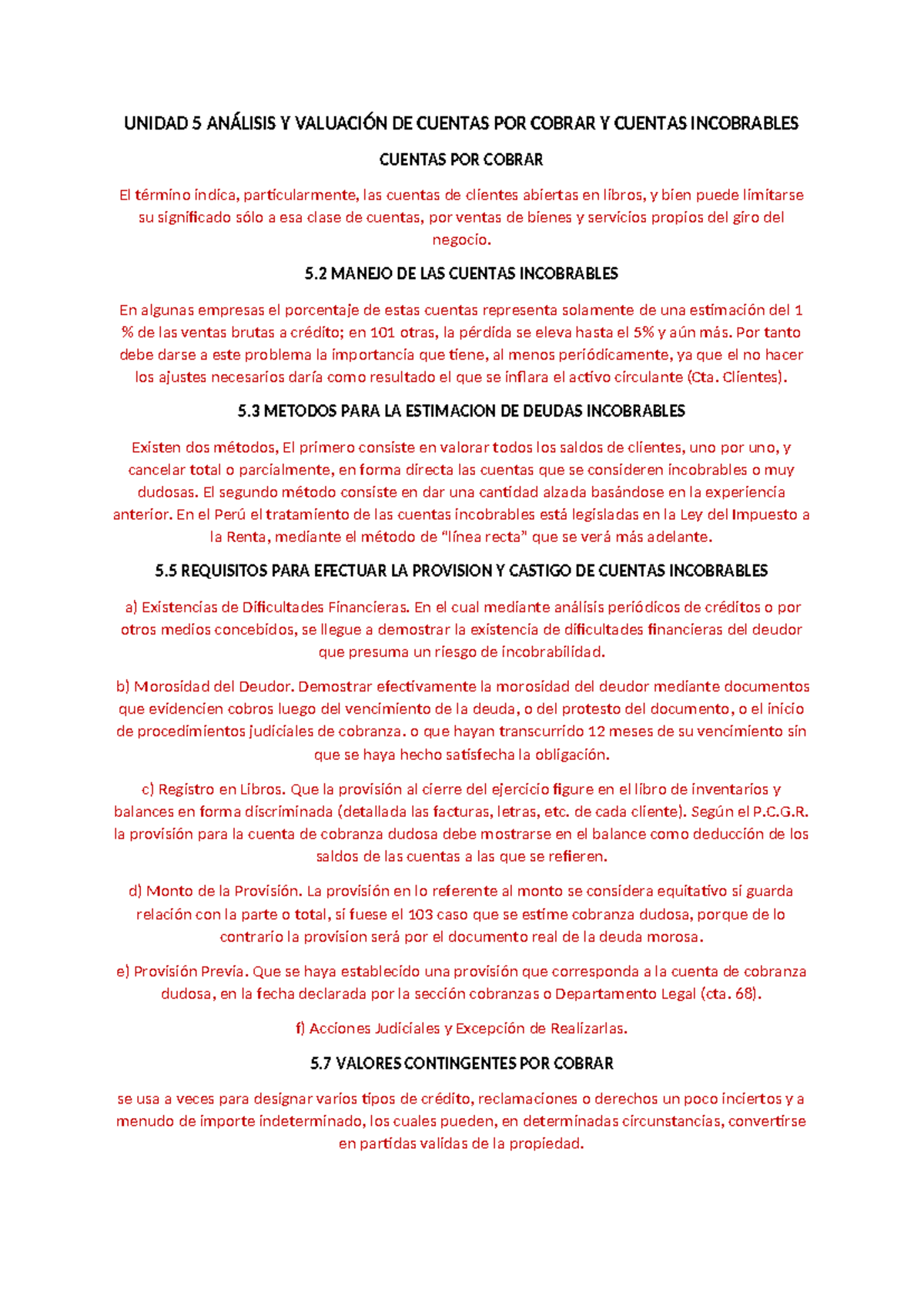 Unidad 5 ANÁ Lisis Y ValuacióN DE Cuentas POR Cobrar Y Cuenta - UNIDAD 5 ANÁLISIS Y VALUACIÓN DE ...