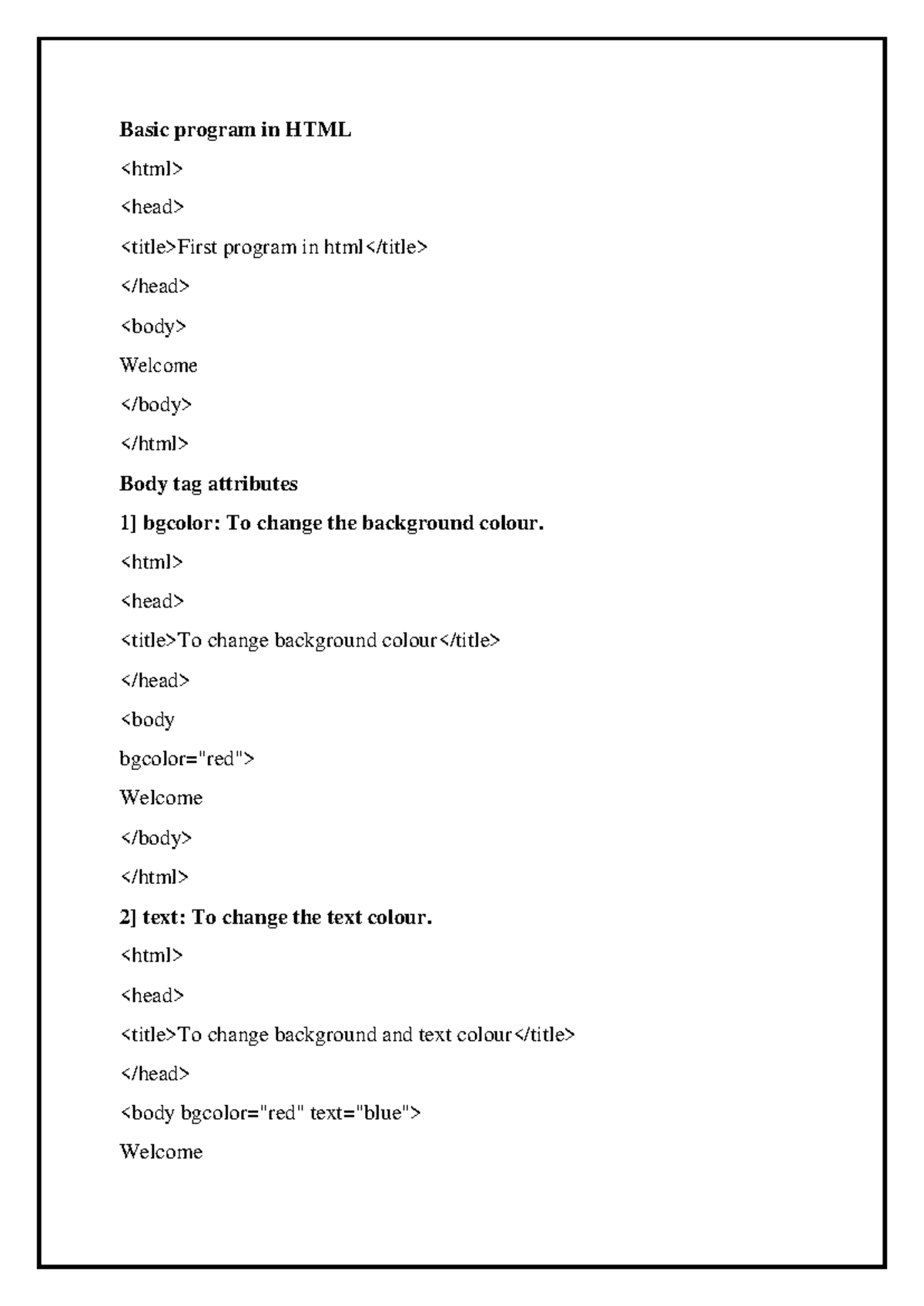 Advanced Web Designing Lecture 1 - Basic program in HTML - Studocu