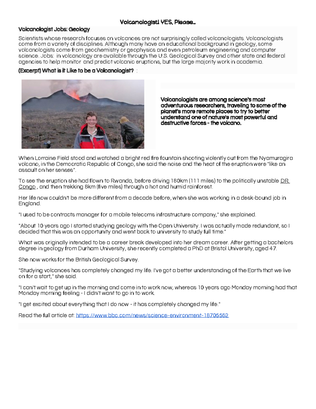 Copy of Volcanologist Lab - Volcanologist! YES, Please.. Volcanologist ...