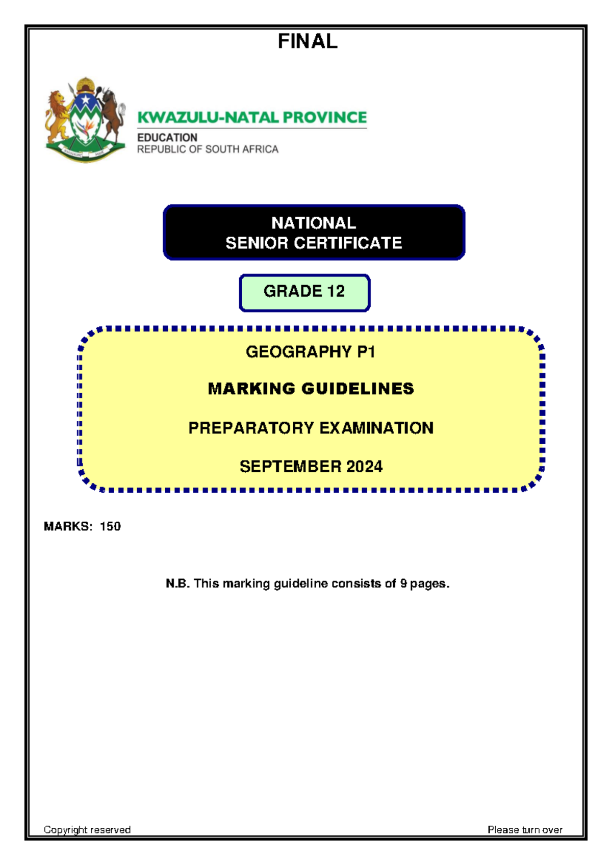 Geography Grade 12 excel study guide September 2024 MG. Final - FINAL ...