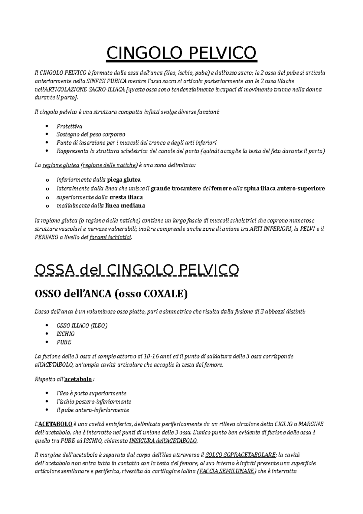 Cingolo pelvico - riassunti personali - CINGOLO PELVICO Il CINGOLO ...