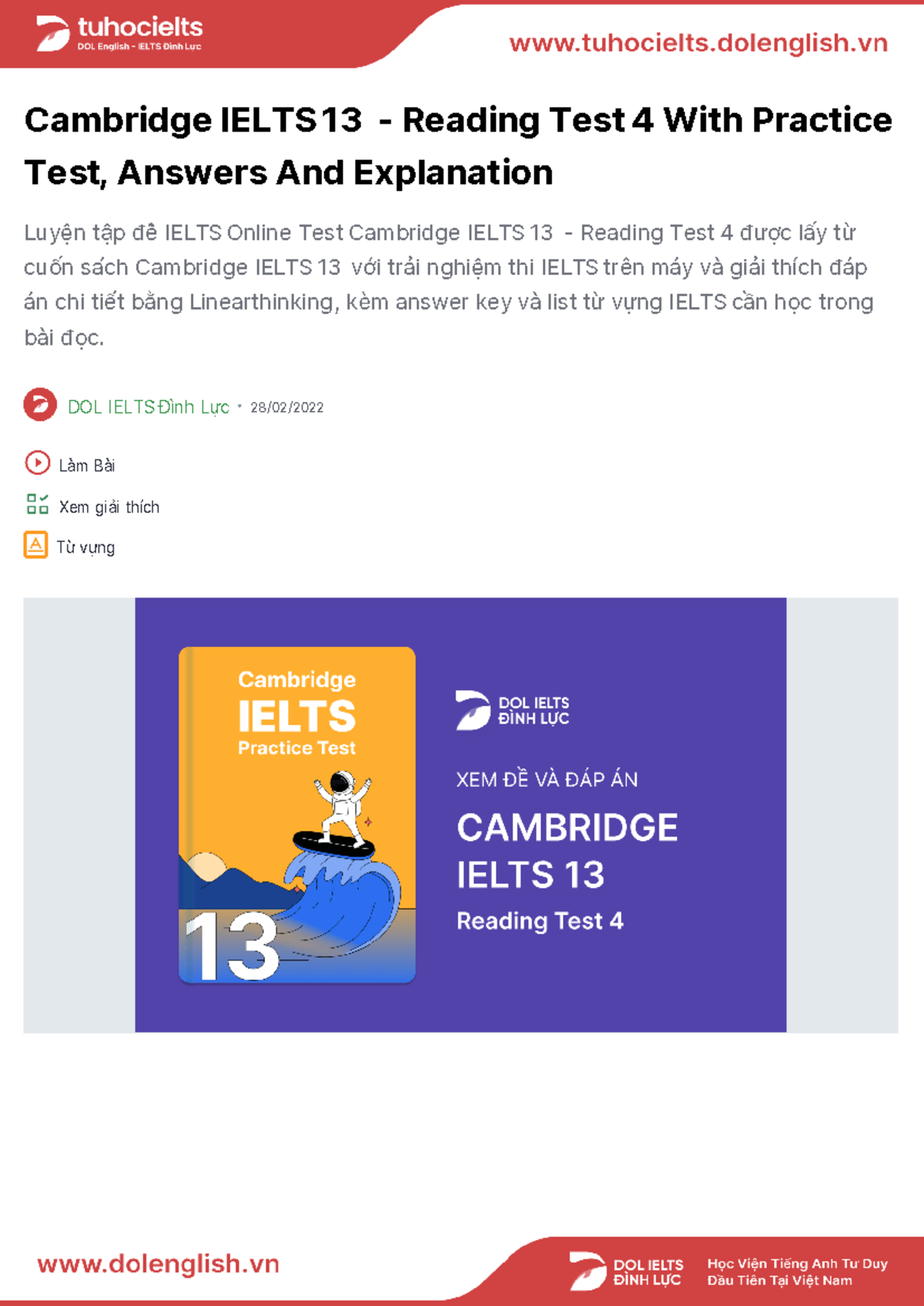 CAM13 - Reading Test 4 - ielts - DOL IELTS Đình Lực Cambridge IELTS 13 ...