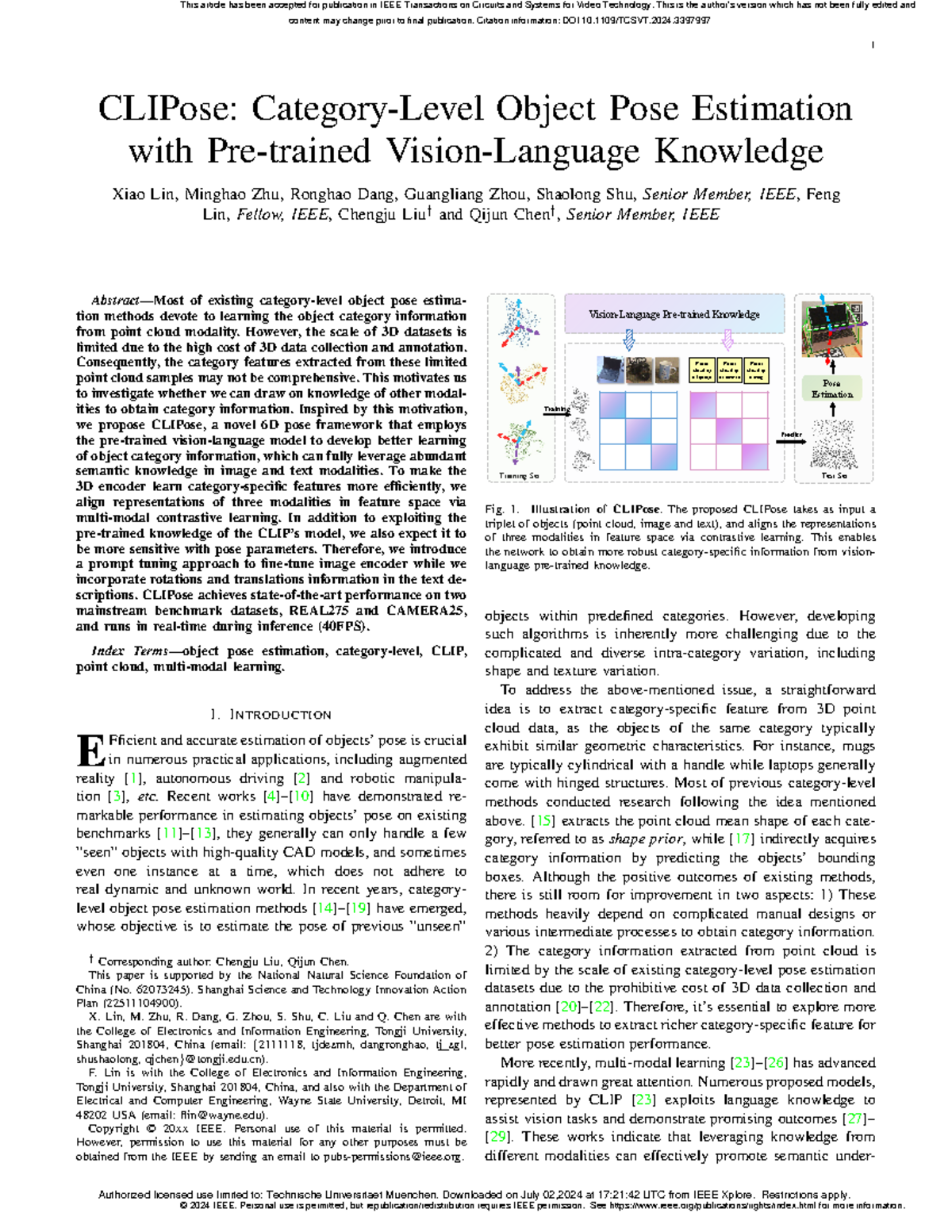 CLIPose Category-Level Object Pose Estimation with Pre-trained Vision-Language Knowledge ...