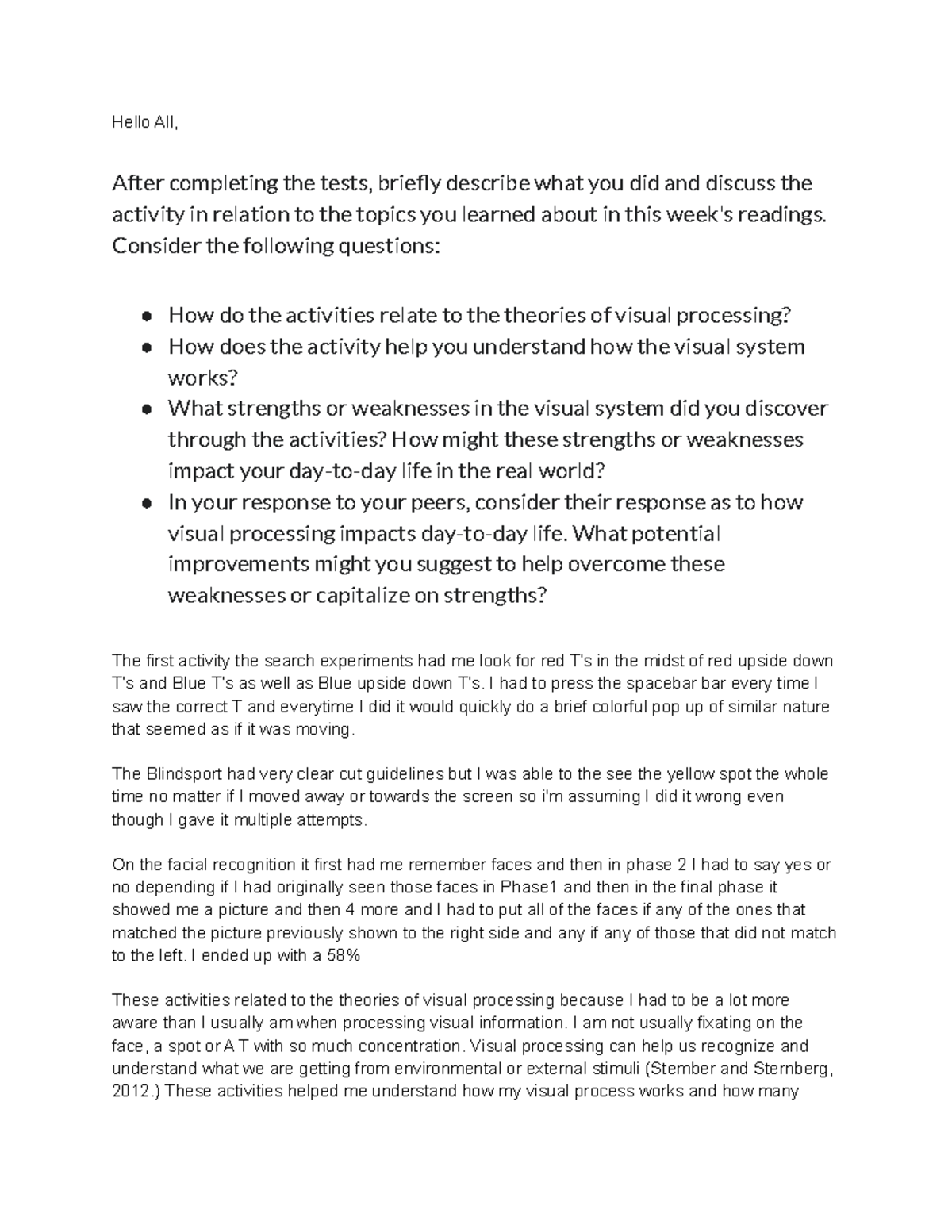 3 - After completing the tests, briefly describe what you did and ...