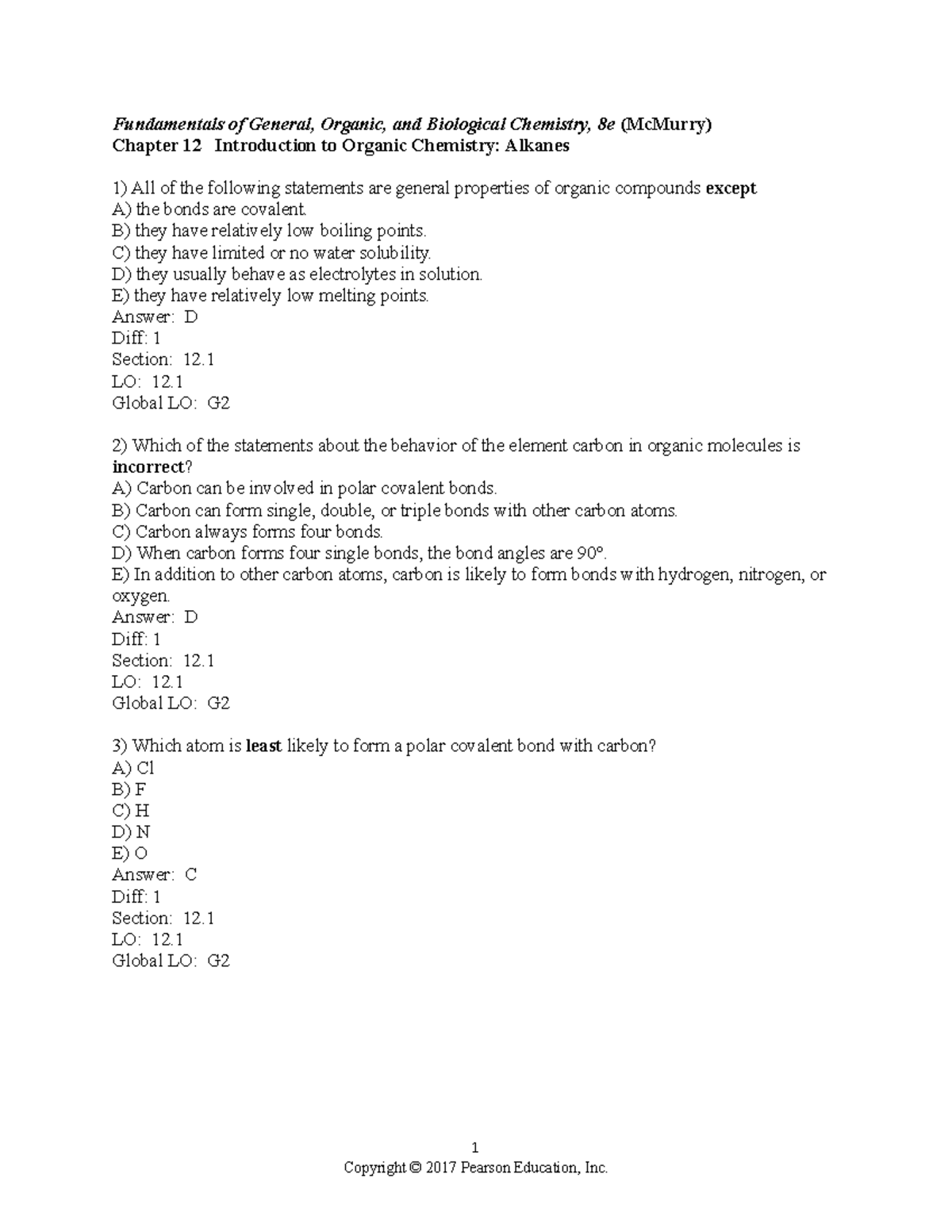 Chapter 12 - Fundamental of General, Organic and Biological Chem - Sci ...