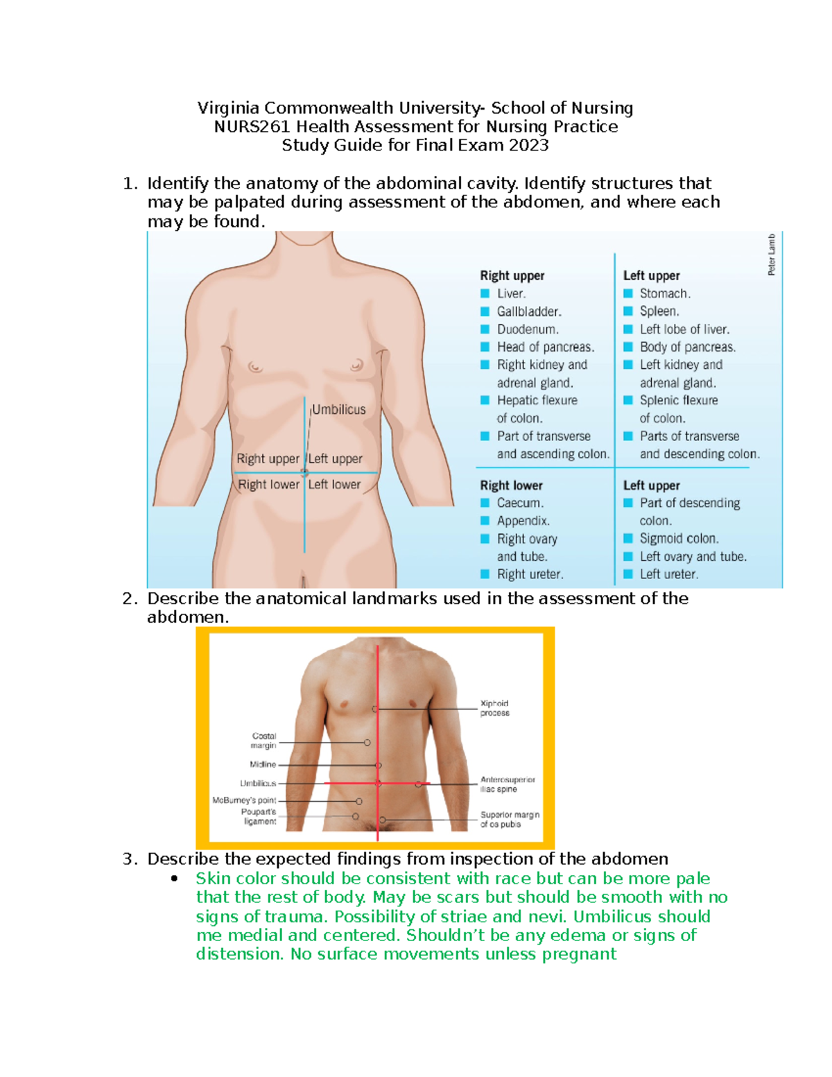 261 final study guide - Virginia Commonwealth University- School of Nursing NURS261 Health - Studocu
