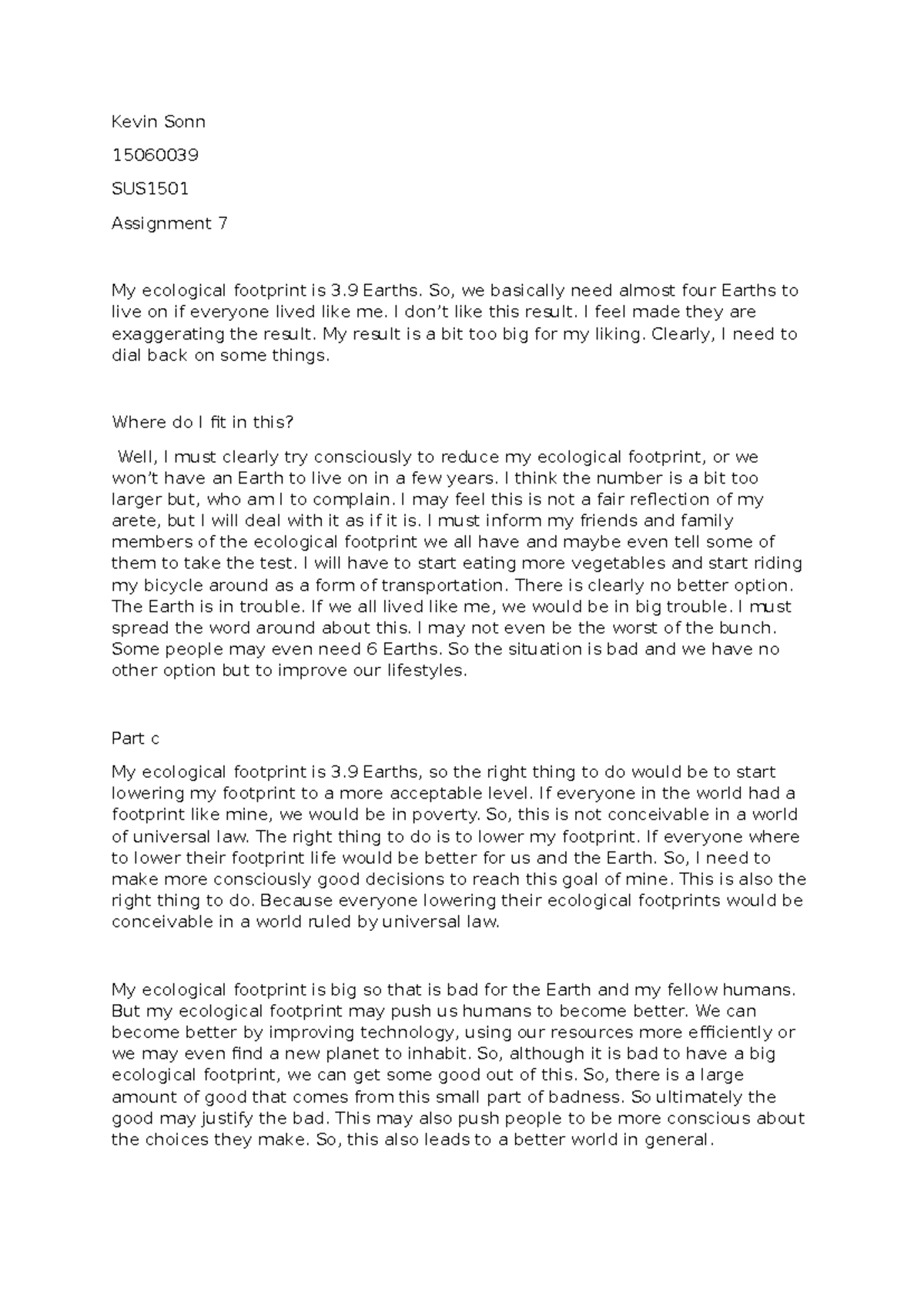 Kevin Sonn SUS 1501 Assignment 7 - Kevin Sonn 15060039 SUS Assignment 7 ...