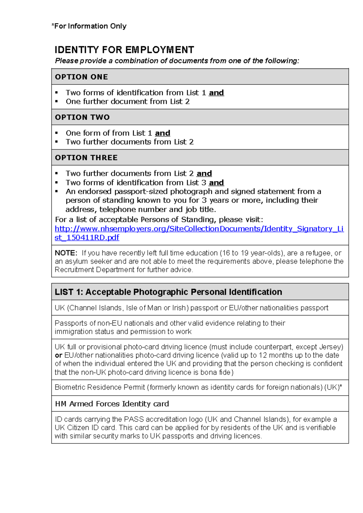 08. Identity FOR Employment 1 - *For Information Only IDENTITY FOR ...