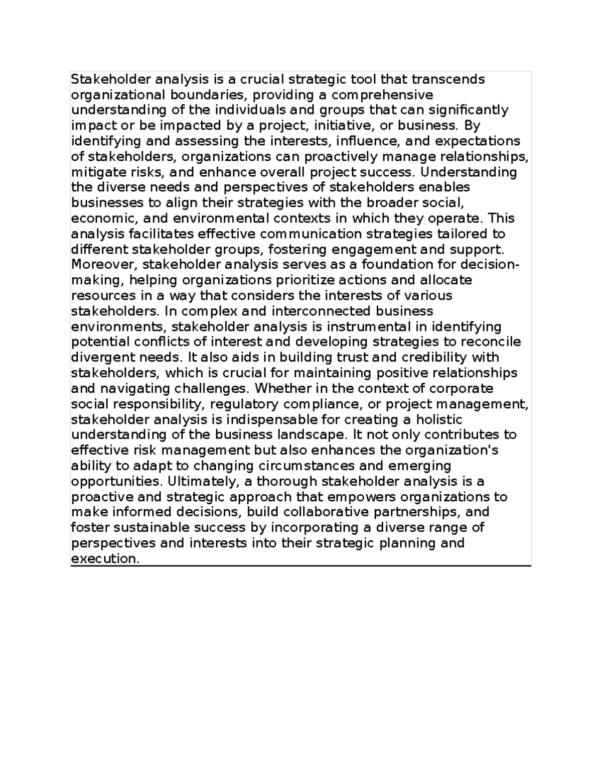 Customer centric 8 - HAND NOTES - Stakeholder analysis is a crucial ...