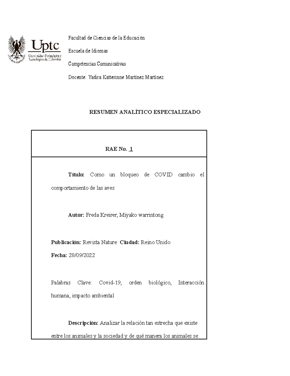 RAE #2 - rae - Facultad de Ciencias de la Educación Escuela de Idiomas ...