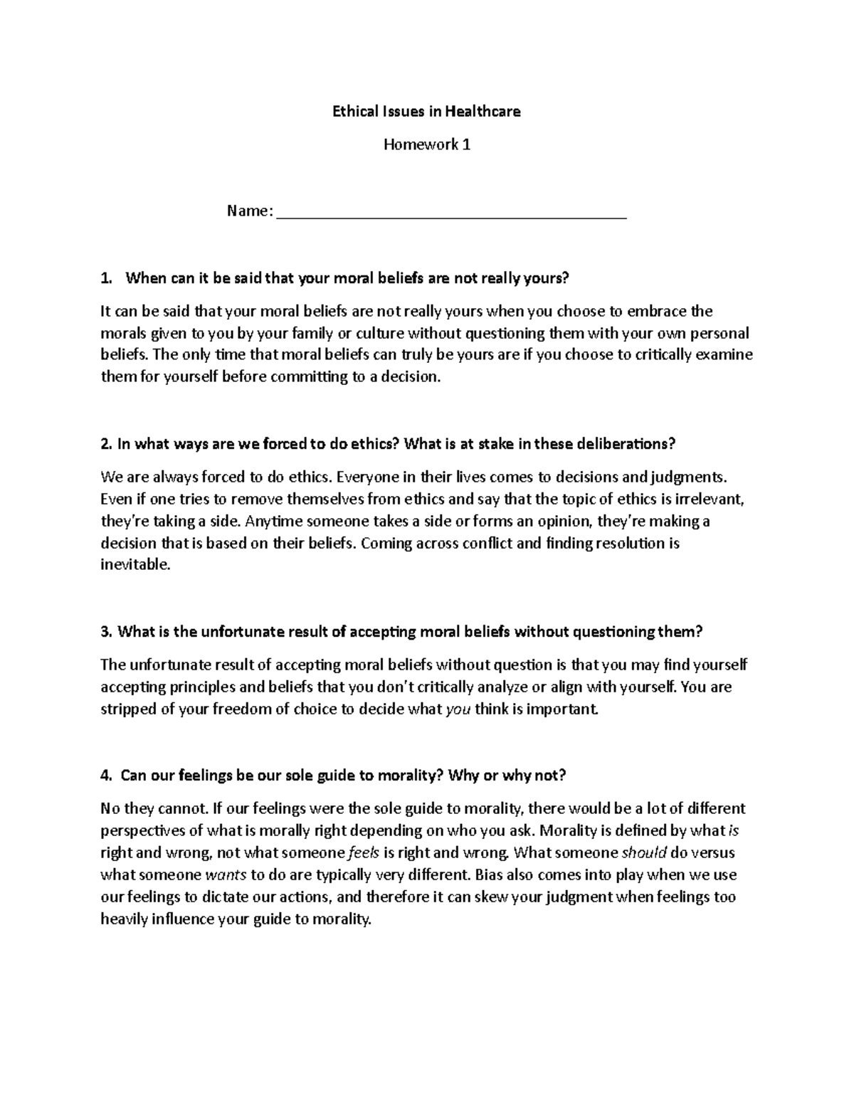 Ethics Homework 1 - Google Docs - Ethical Issues in Healthcare Homework ...