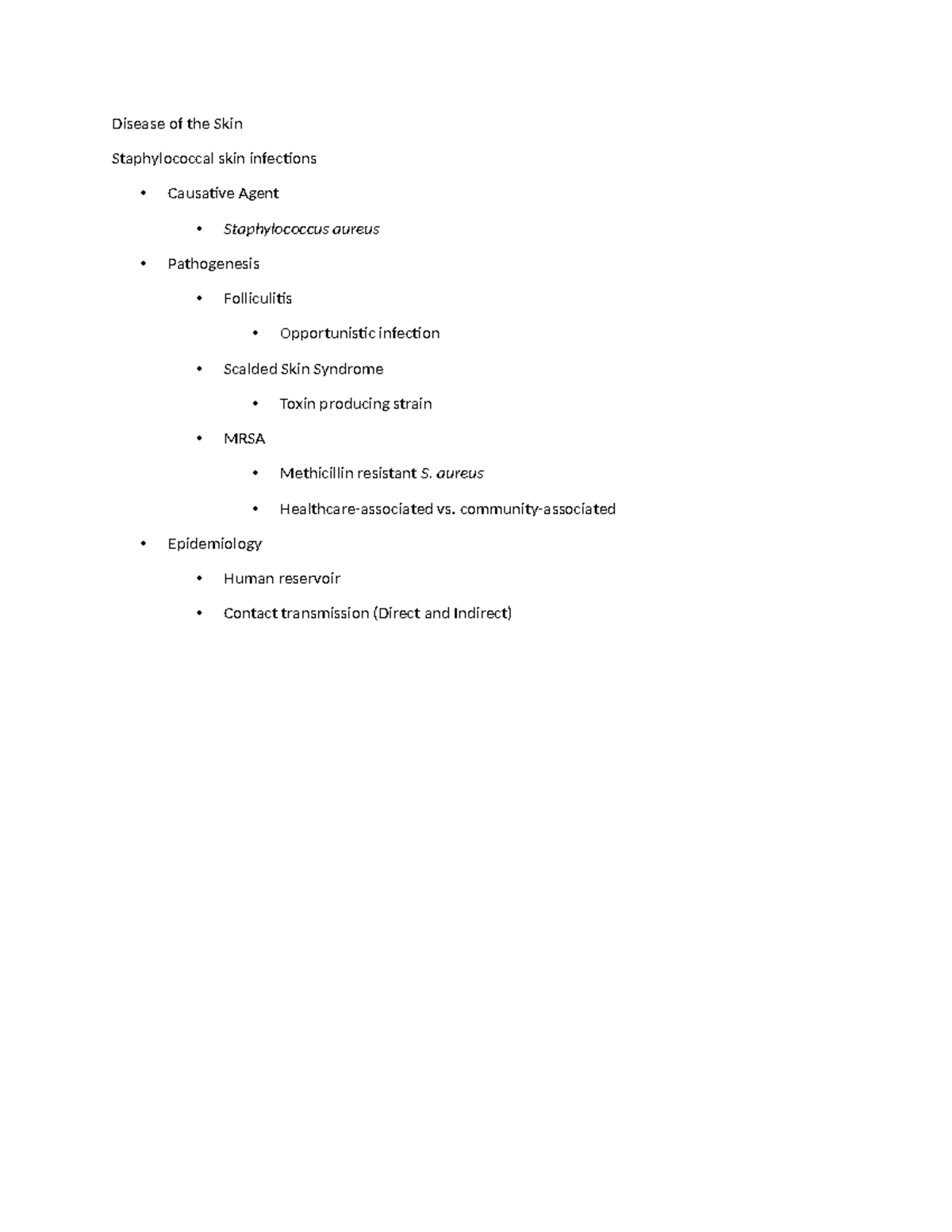 Disease of the Skin - course work - Disease of the Skin Staphylococcal ...