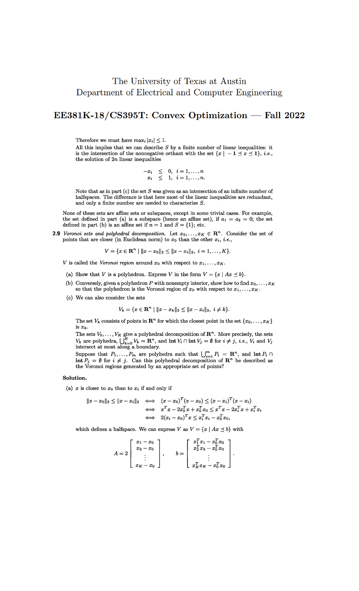 Convex practice 4 - ECE 381k - University of Texas - Studocu