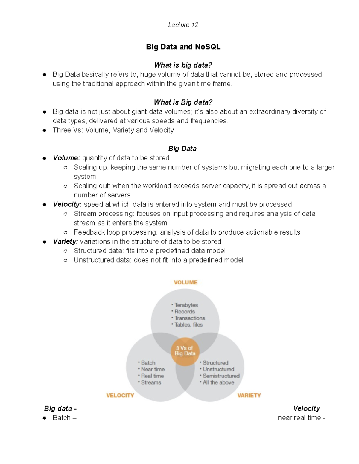 Lecture 12 - Big Data and NoSQL - Big Data and NoSQL What is big data ...
