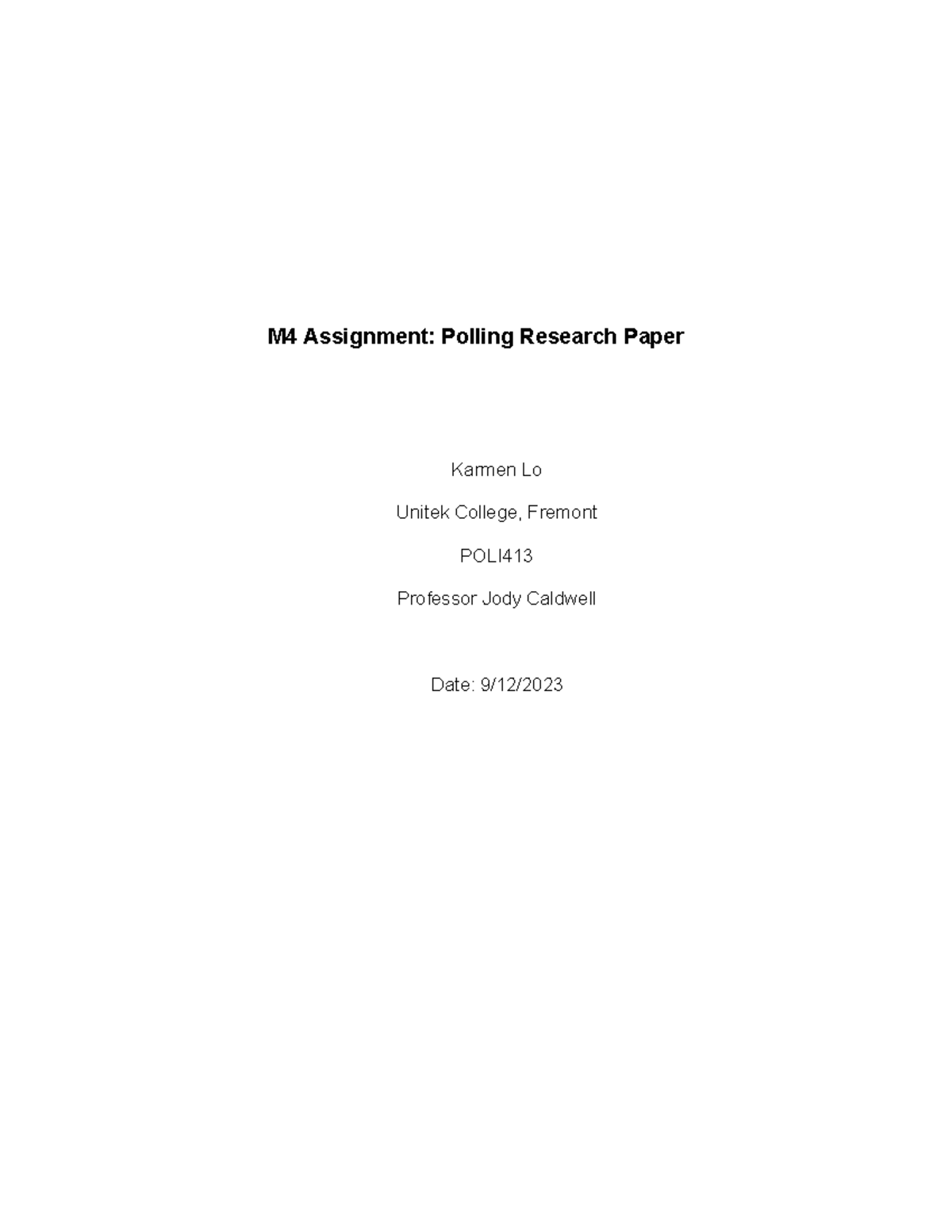 M4 Assignment Polling Research Paper - M4 Assignment: Polling Research ...