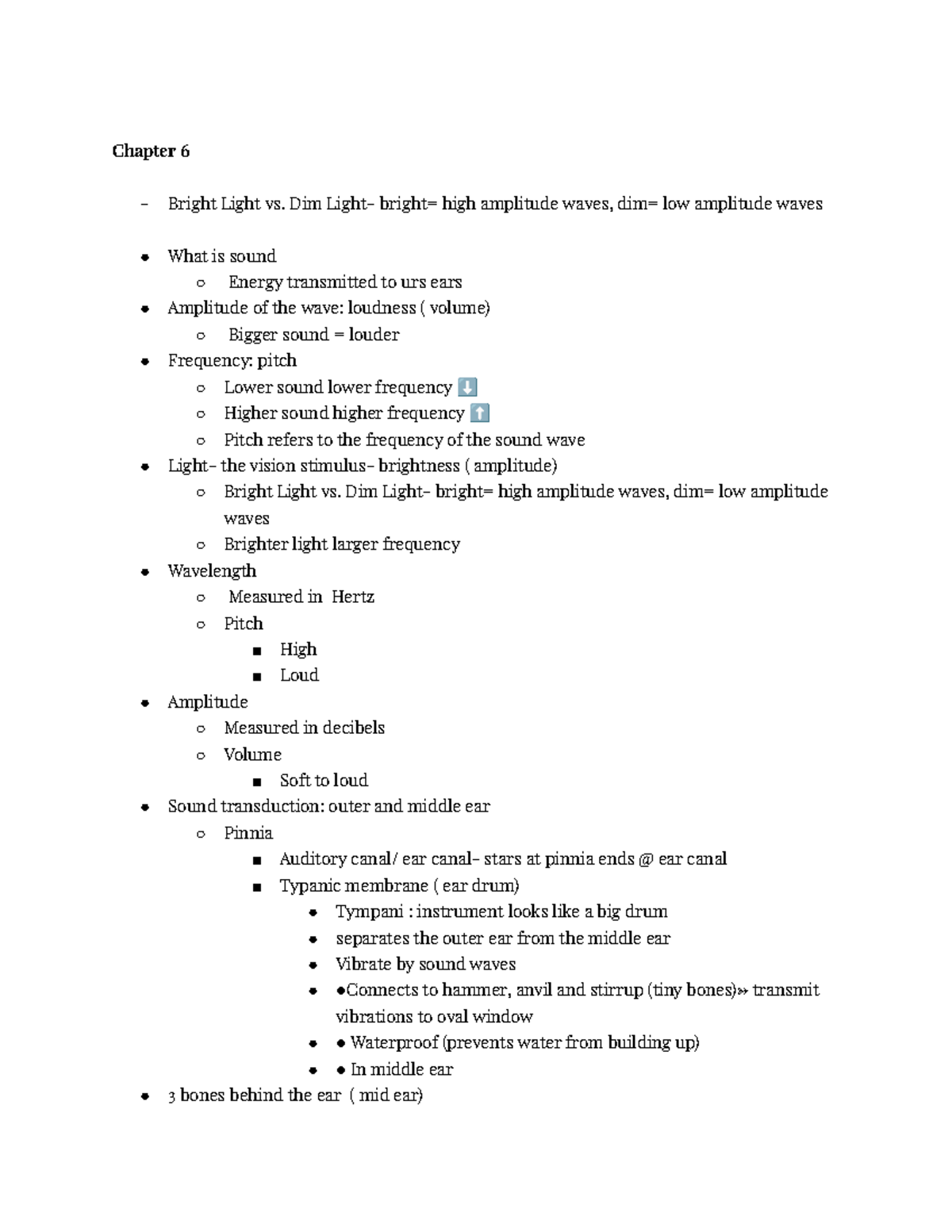 Chapter 6 notes Psych 314 Dr - Chapter 6 - Bright Light vs. Dim Light ...