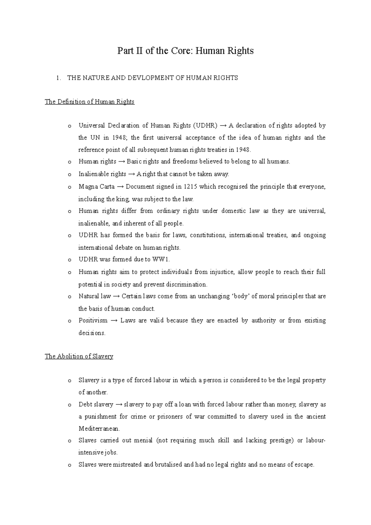 Human Rights Notes - 200058 - UWS - Studocu