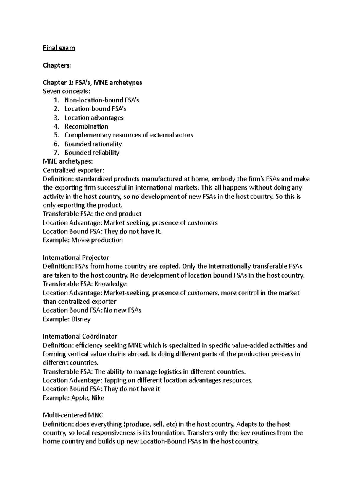 Intro to IB final exam - International Business Strategy - Final exam ...