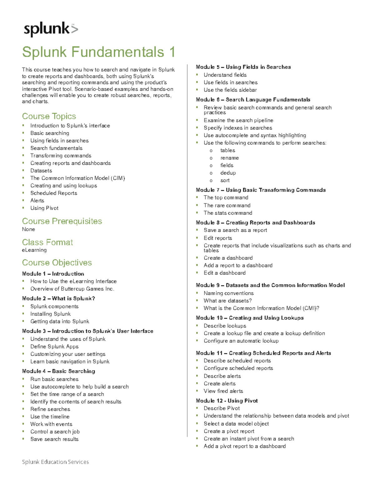 Splunk-fundamentals-1 - Splunk Education Services Splunk Fundamentals 1 ...