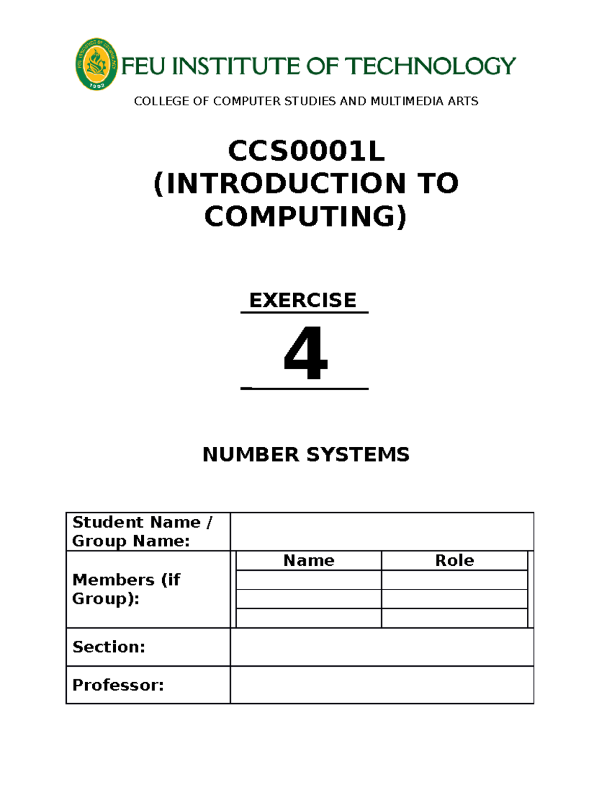 [M4- Technical] Number System - COLLEGE OF COMPUTER STUDIES AND ...