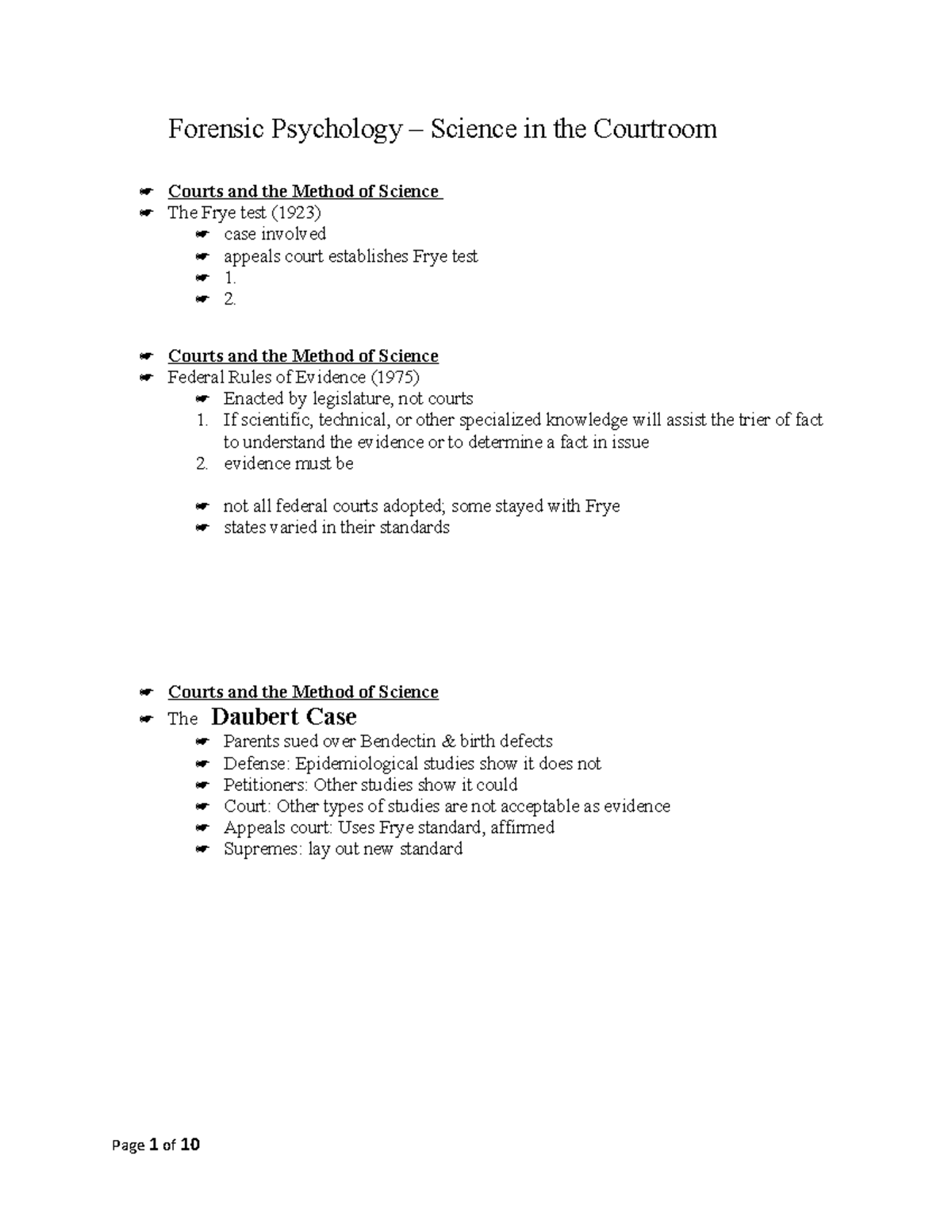 Forensic Psychology lecture 7 student outline - Forensic Psychology ...