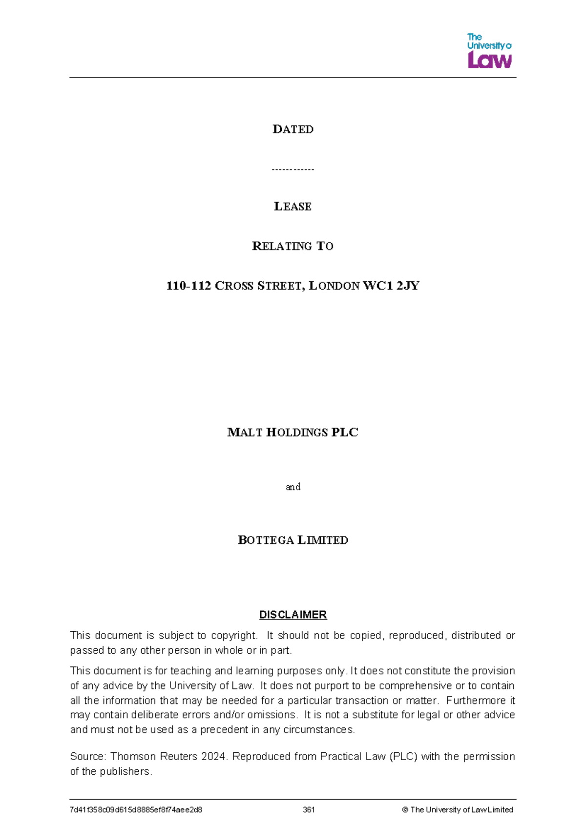 Real Estate Example of a Lease Guide 6 - DATED - LEASE RELATING TO 110 ...