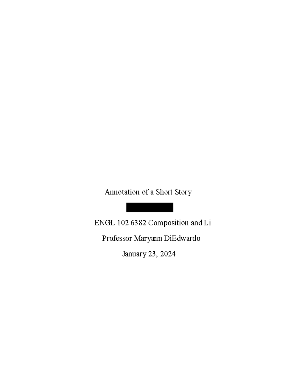 Annotation of a Short Story 2 - Annotation of a Short Story Dedra ...