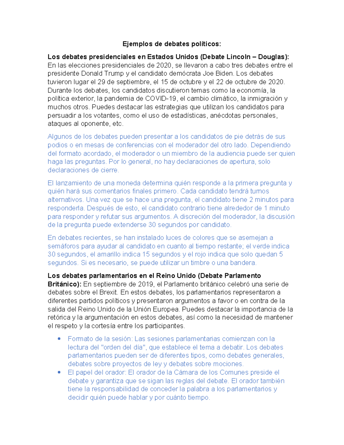 Informcion para la exposicion del debate - Ejemplos de debates ...