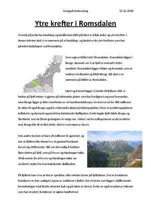 Geografi kapittel 3 - OPPGAVER Hva er mekanisk forvitring? Nevn de ulike formene. Mekanisk - Studocu
