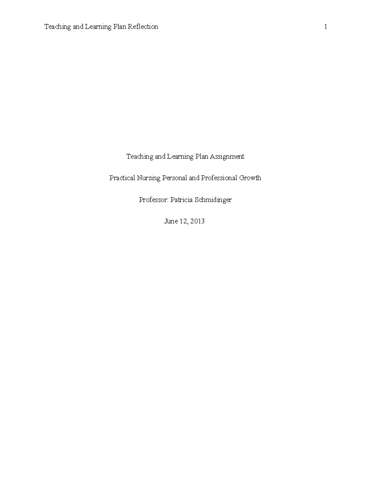 PPG assignment - Teaching and Learning Plan Assignment Practical ...