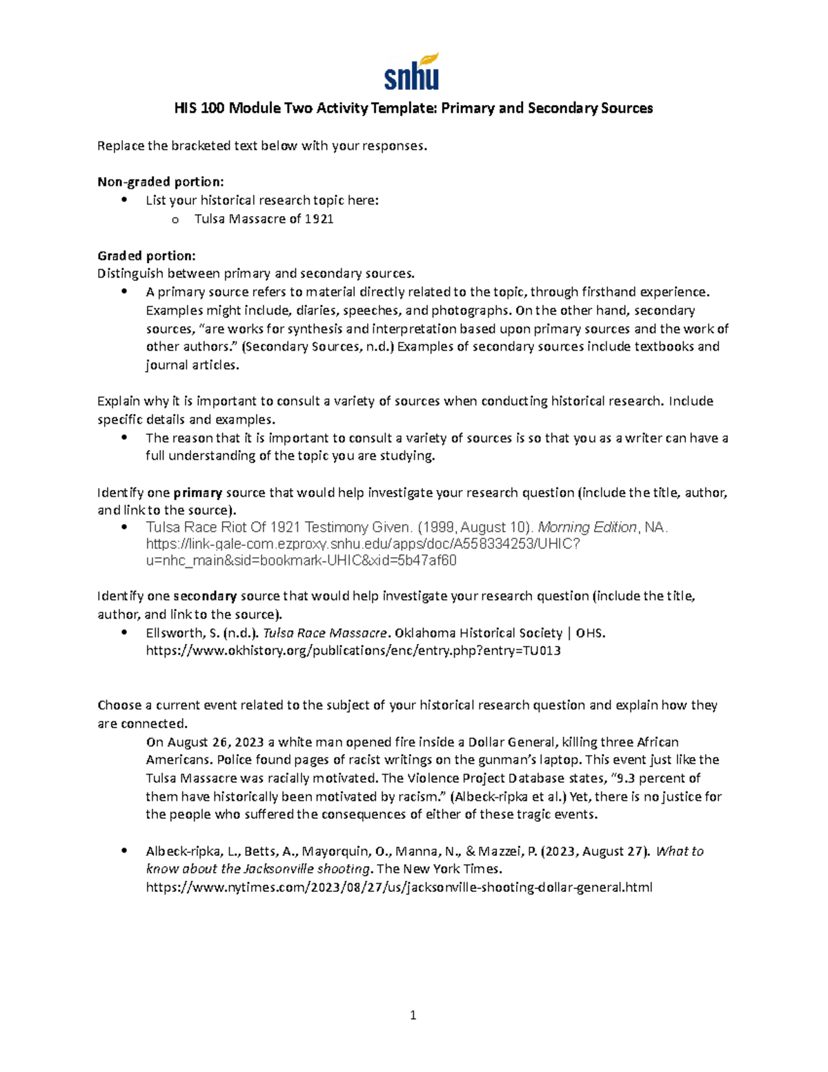 HIS 100 Module Two Activity Sources Template - HIS 100 Module Two ...