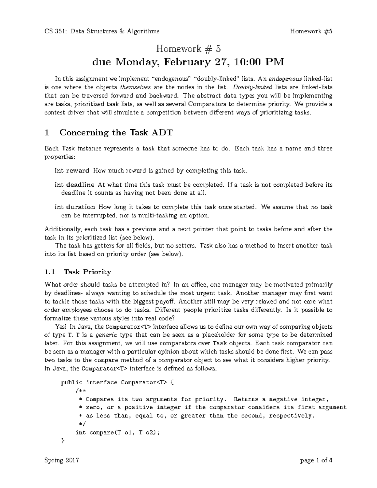Homework 5 - Homework # 5 due Monday, February 27, 10:00 PM In this ...