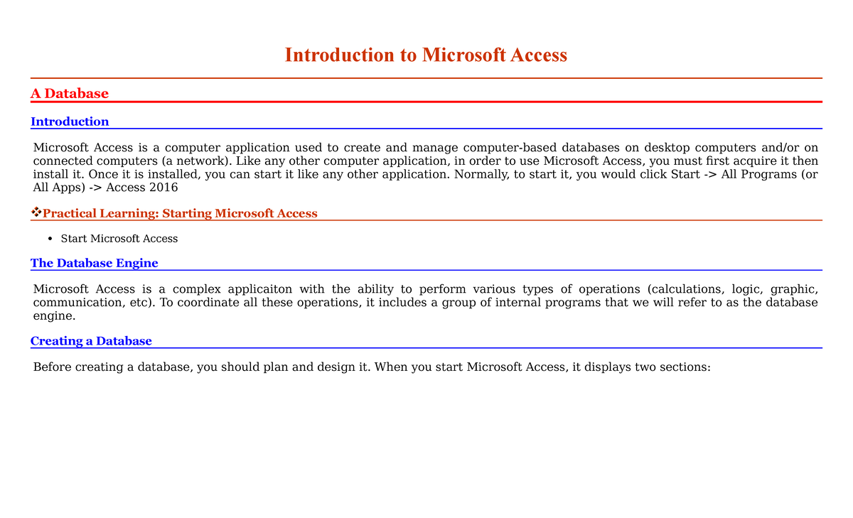 Computer 8- Reading Materials - Introduction to Microsoft Access A ...