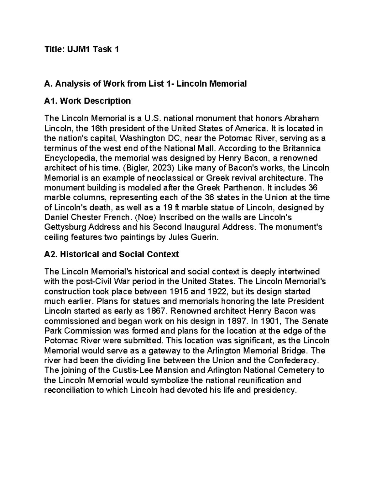 UJM1 Task 1 - assessment1 - Title: UJM1 Task 1 A. Analysis of Work from ...