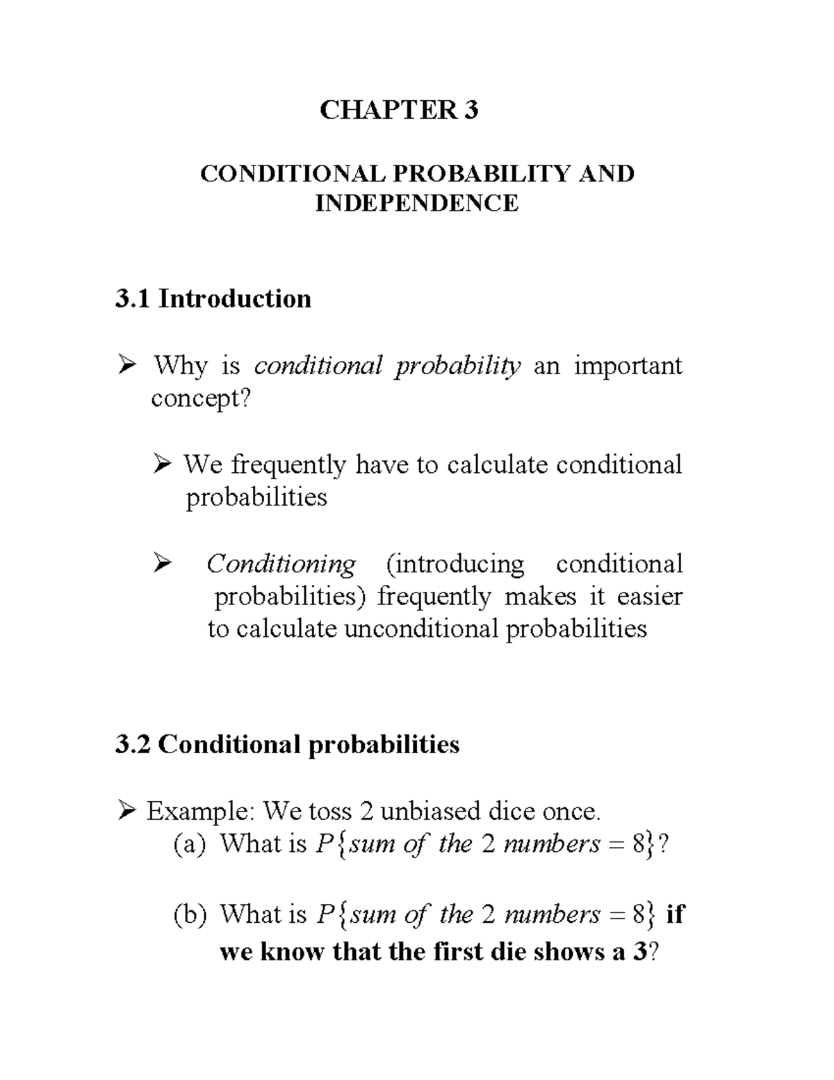 Chapter 3 Summary part 1 CHAPTER 3 CONDITIONAL PROBABILITY AND chapter-3-summary-part-1-chapter-3-conditional-probability-and