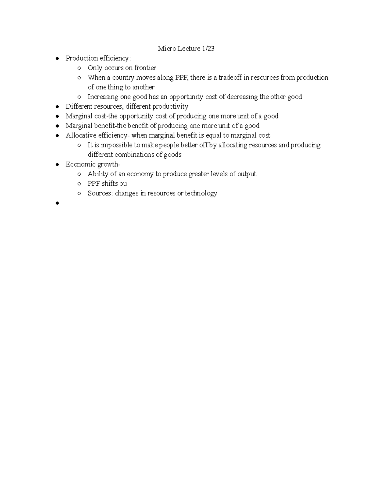 Micro Lecture 3 - PPF shifts ou Sources: changes in resources or ...