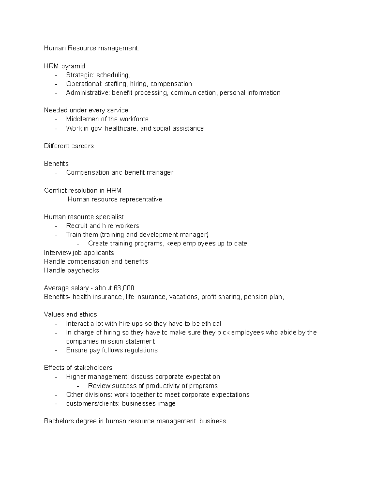 HR notes - Human Resource management: HRM pyramid - Strategic ...