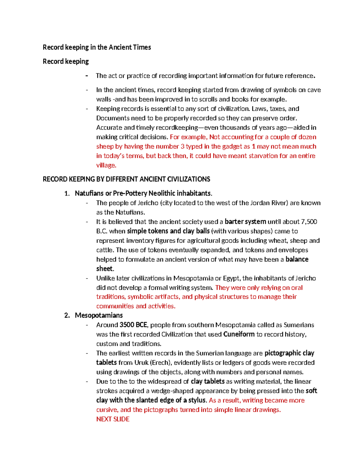 Record keeping in the Ancient Times - In the ancient times, record ...