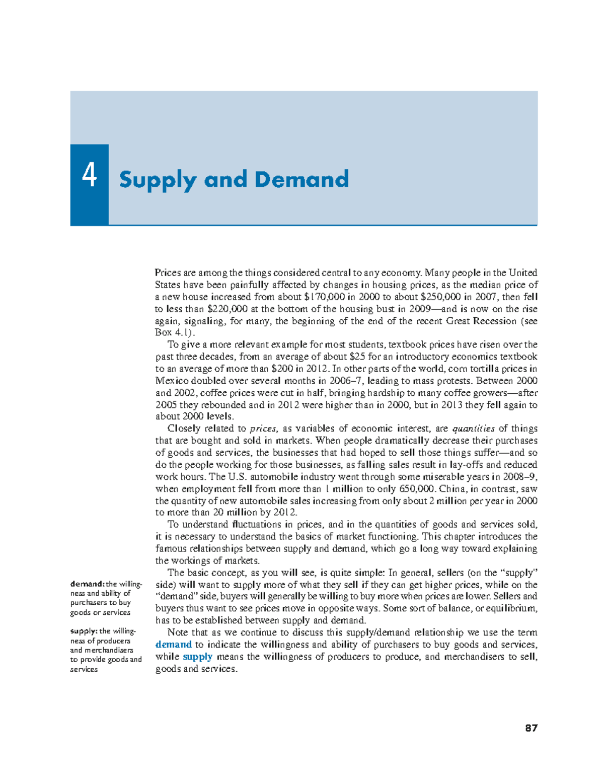 Docs 14EF6126 - Reading - 87 4 Supply and Demand Prices are among the ...