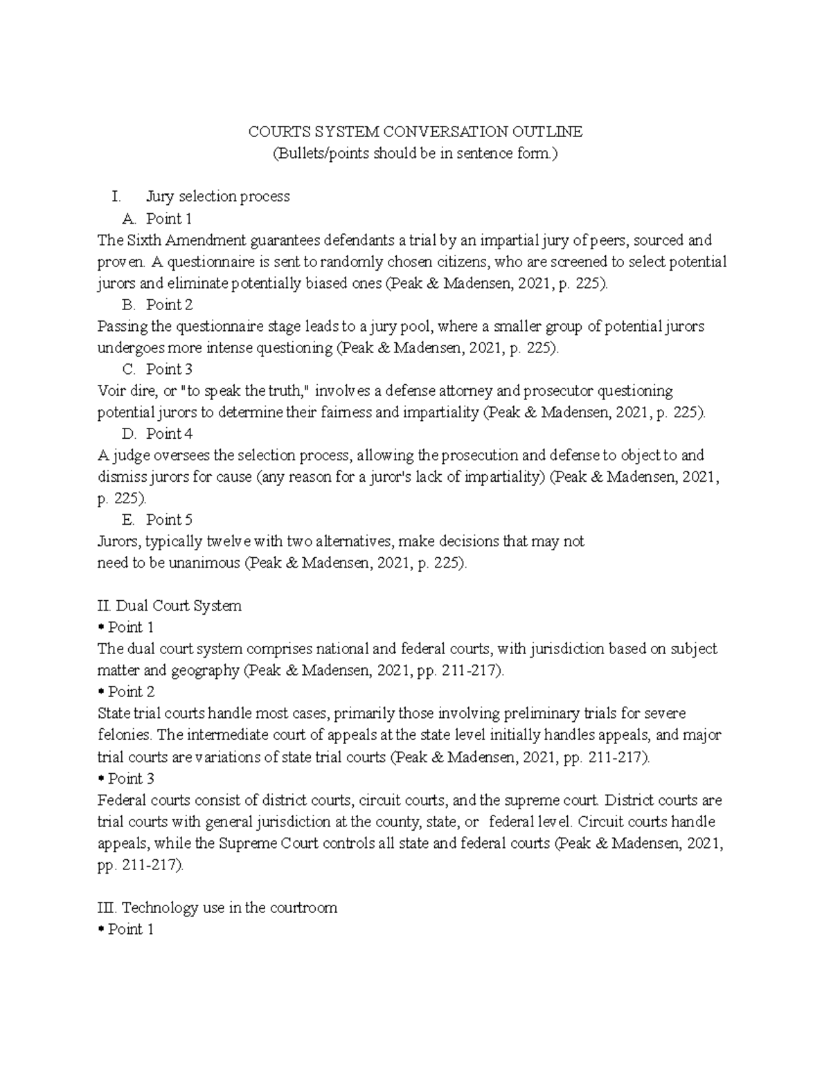 Courts System Conversation Outline Assignment - CRJS 215S - ODU - Studocu