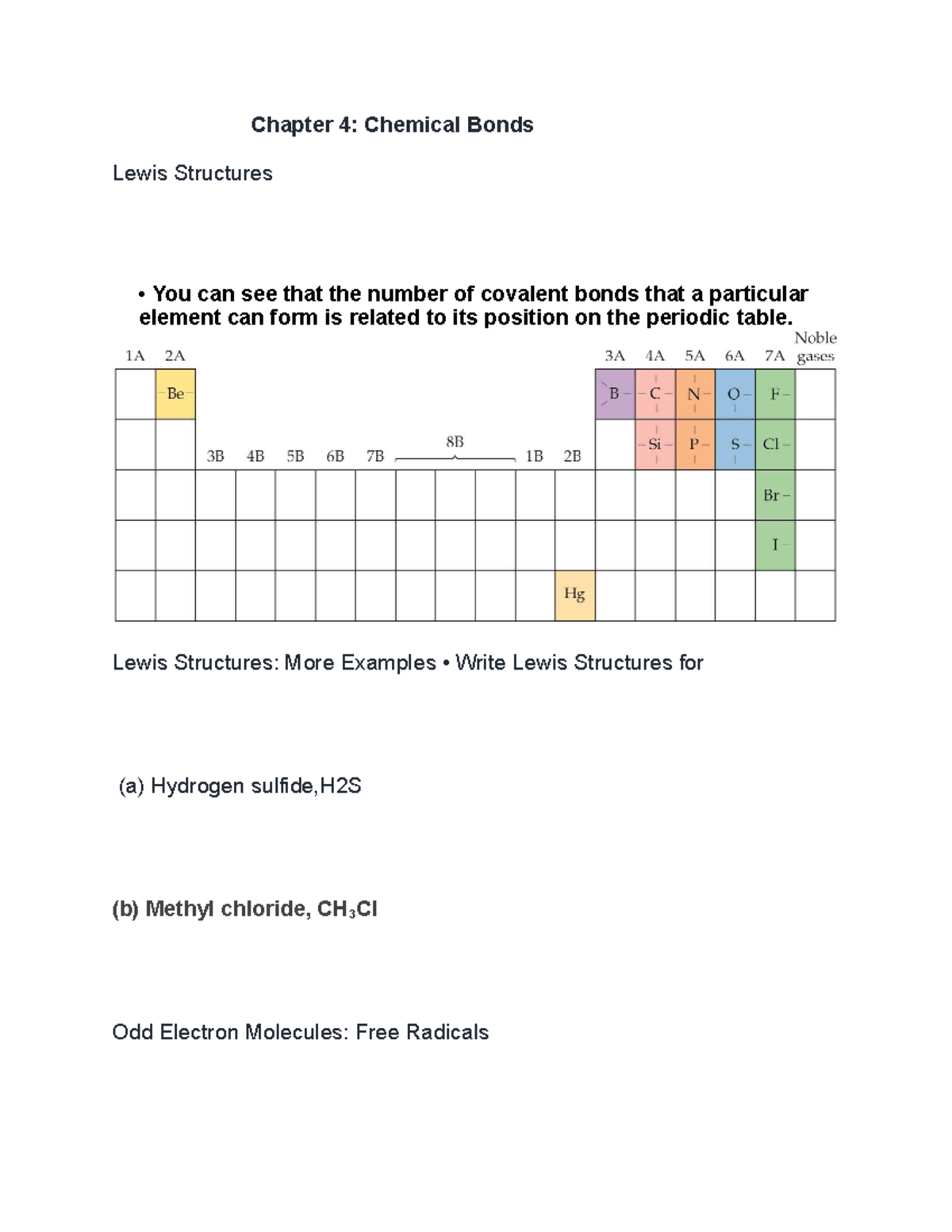 Chem 20 - Chemistry notes fall 2020 - Chapter 4: Chemical Bonds Lewis ...