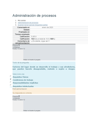 Ex 4 - Examen semana 4 Administración de procesos - Administración de procesos 1. Mis cursos 2 ...