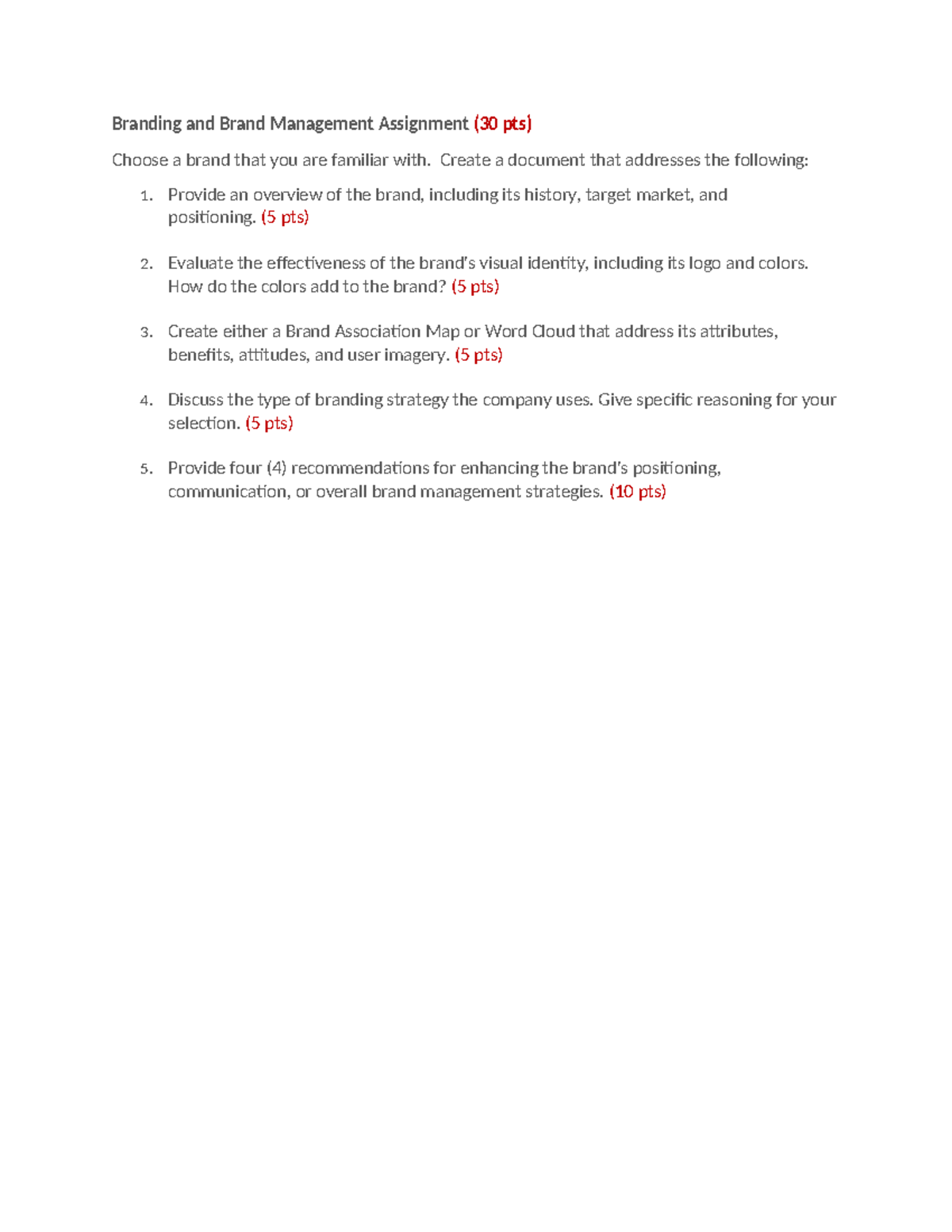 Branding and Brand Management Assignment - Create a document that ...